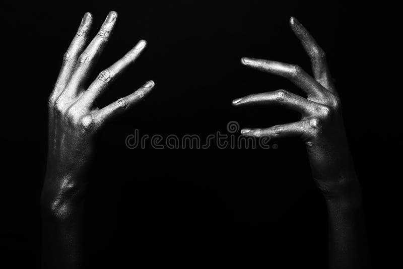 Silver Men S Hands Holding Red Magic Glow Stock Image - Image of light ...