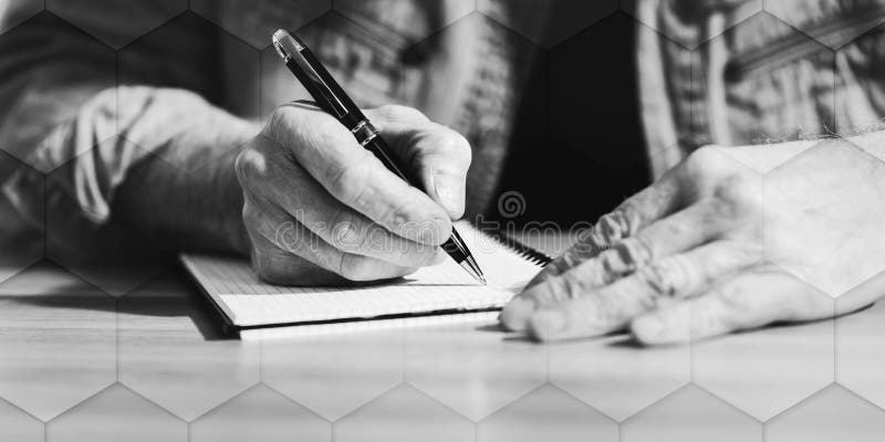 Male Hands Taking Notes, Geometric Pattern Stock Image - Image of ...