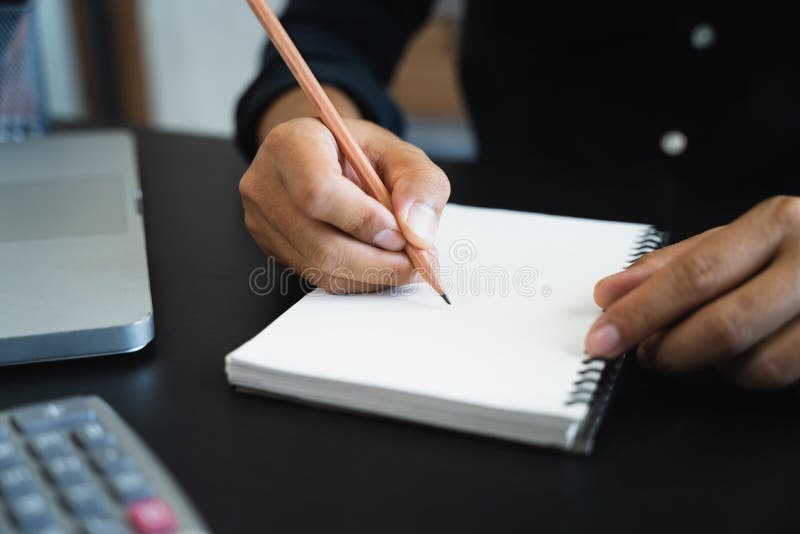 Male Hands Taking Notes on a Handwritten Notepad, Creative Writing ...