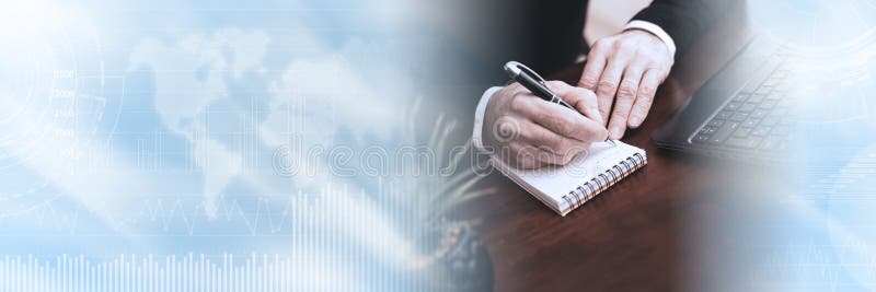 Hands Taking Notes on Notebook; Panoramic Banner Stock Image - Image of ...