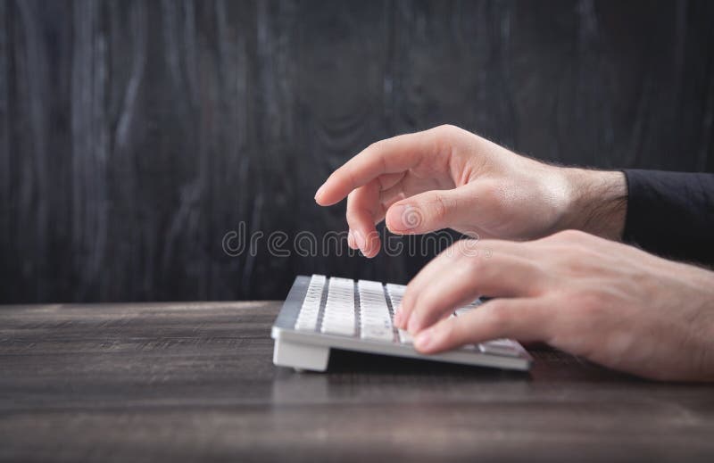 Male Hands Typing on Computer Keyboard Stock Image - Image of typing ...