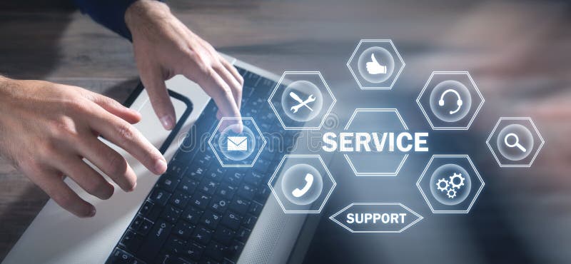 Male Hands Typing in Computer Keyboard. Service Concept Stock Image ...