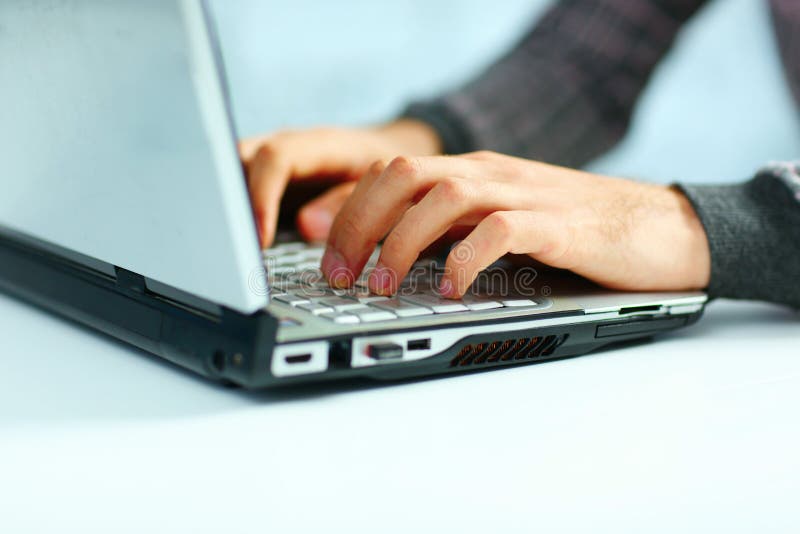 Hands typing on laptop stock image. Image of isolated - 6130925