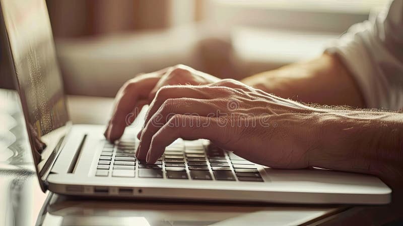 Concept Image of Male Hands are Typing on a Laptop Keyboard Stock ...
