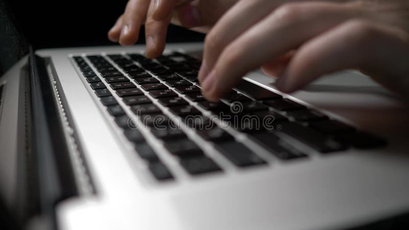 Male Hands Typing on Laptop, Side View. 4K Stock Video - Video of ...