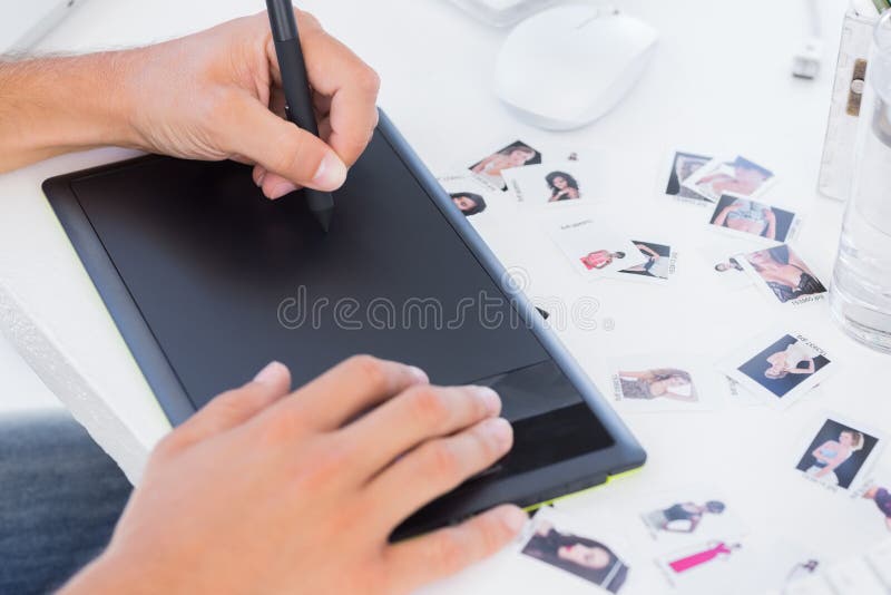 Male Hands Using Graphics Tablet Stock Image - Image of company ...