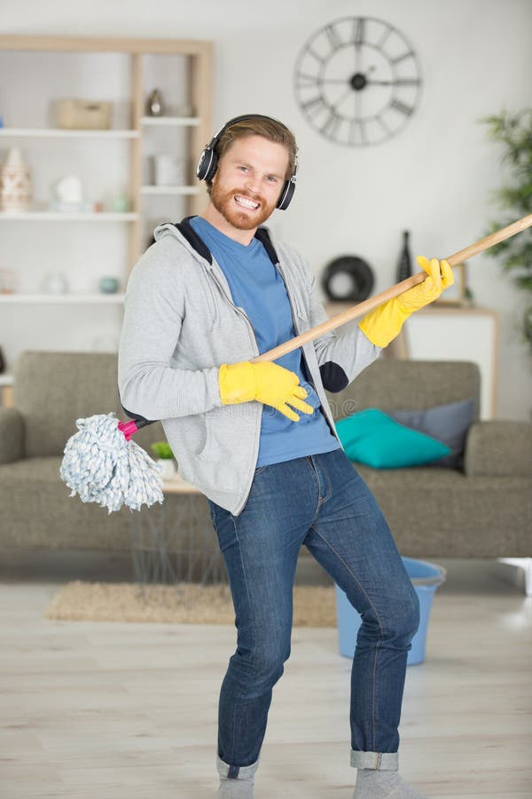 Male Handsome Professional Cleaner Working in Office Stock Photo ...