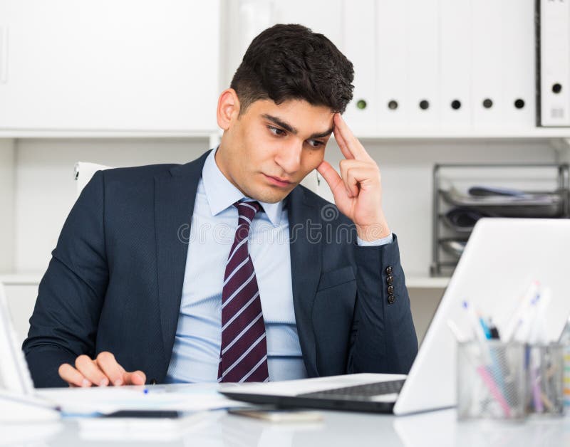 Male is Having Complicated Issue in Project Stock Photo - Image of ...