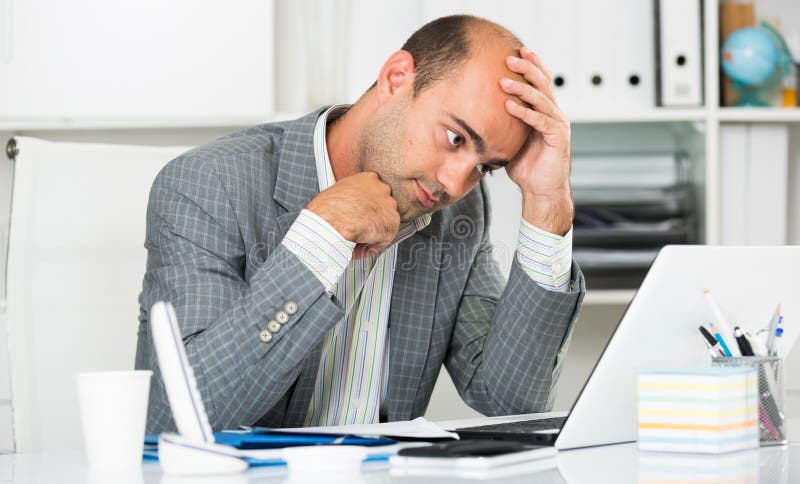 Male Having Lot of Work and Problems Stock Image - Image of reflection ...
