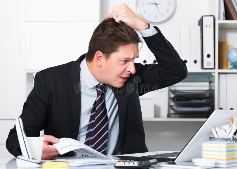 Male Having Lot of Work and Problems Stock Image - Image of occupation ...