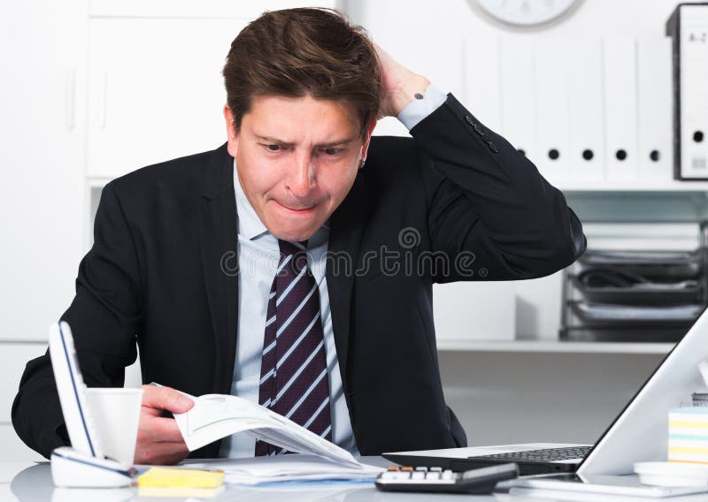 Male Having Lot of Work and Problems Stock Image - Image of ...