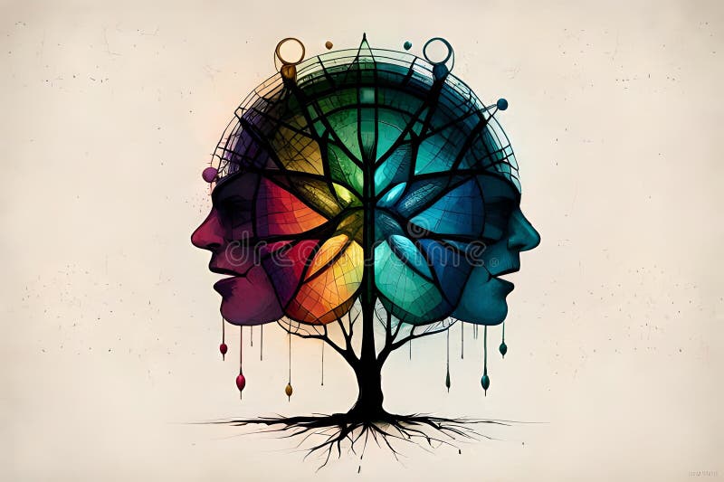 Male Head with Brain Tree Logo Concept Stock Illustration ...