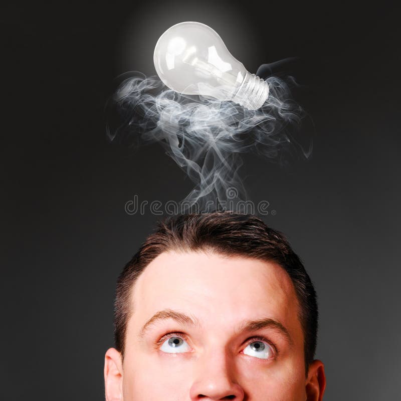 Male head with bulb stock photo. Image of solution, person - 31709726