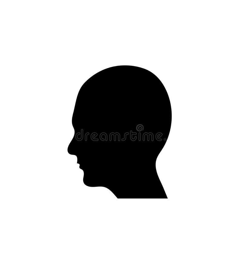 Male Head Silhouette Side View Isolated on White Stock Vector ...