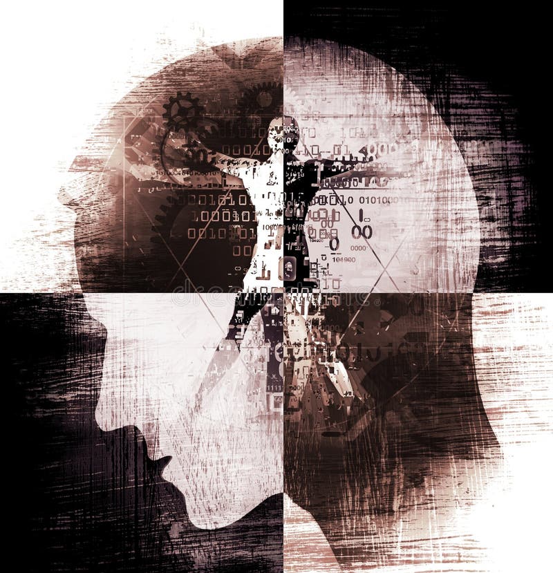 Male Head with Vitruvian Man, Futuristic Concept for Technology and ...