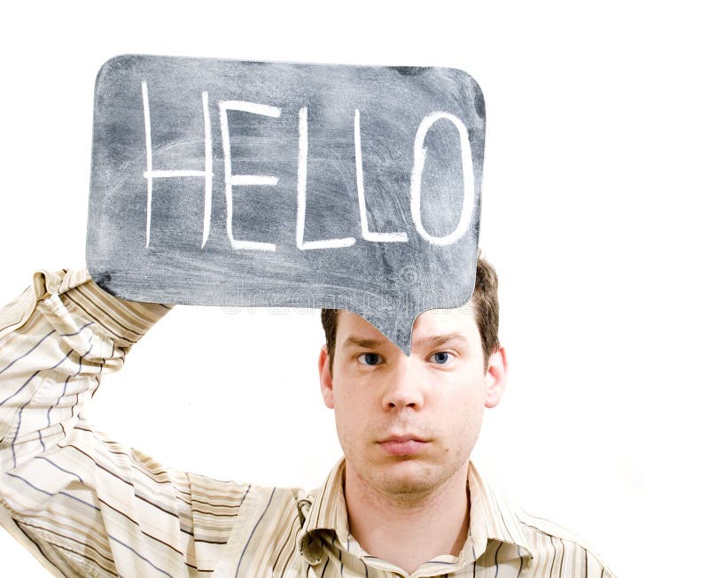 Male Holding Hello Sign stock image. Image of shirt, caucasian - 15247237