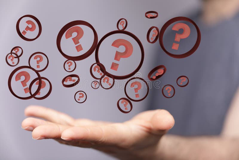 Male Holding Question Icons Stock Illustration - Illustration of ...