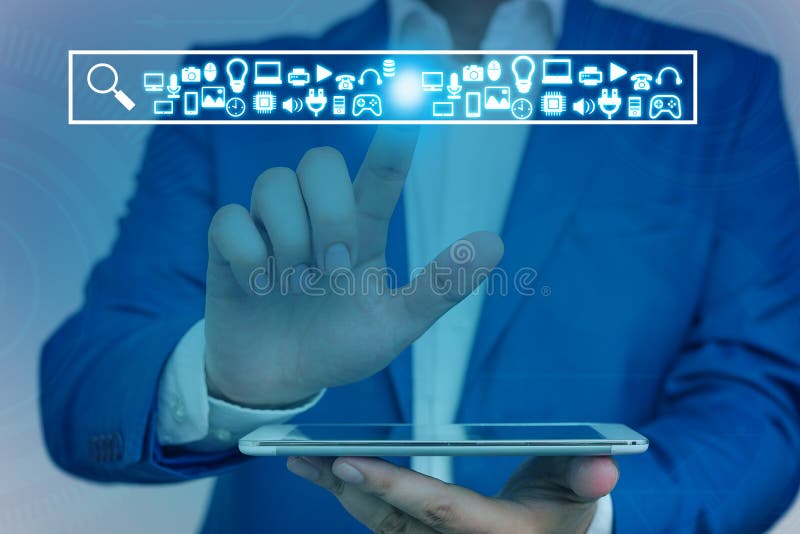 Male Human Presenting a Presentation Using the Latest Sophisticated ...