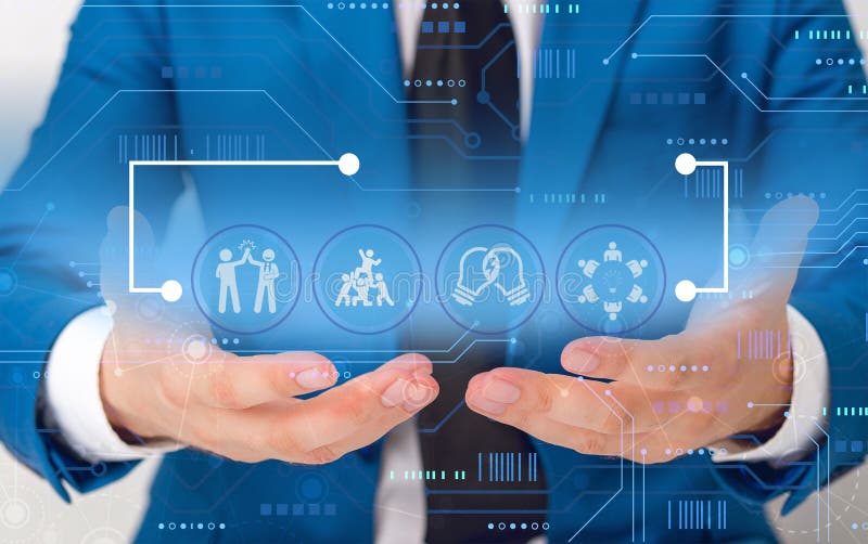 Male Human Presenting a Presentation Using the Latest Sophisticated ...