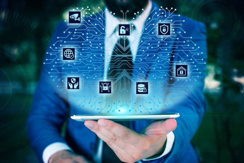 Male Human Presenting a Presentation Using the Latest Sophisticated ...