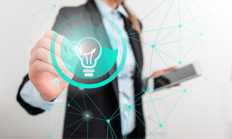 Male Human Presenting a Presentation Using the Latest Sophisticated ...