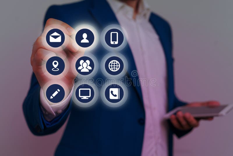 Male Human Presenting a Presentation Using the Latest Sophisticated ...