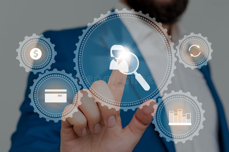 Male Human Presenting a Presentation Using the Latest Sophisticated ...