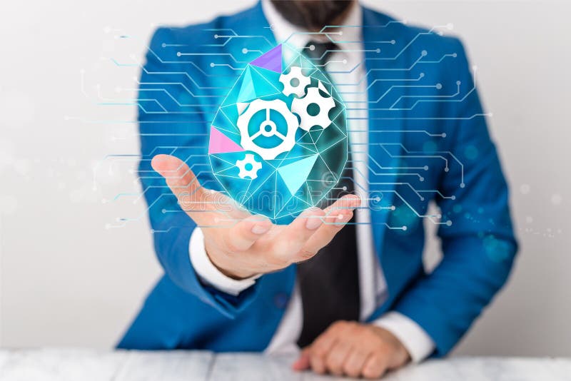 Male Human Presenting a Presentation Using the Latest Sophisticated ...