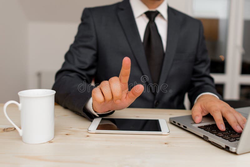 Male Human Wear Formal Working Clothes Presenting Presentation of High ...