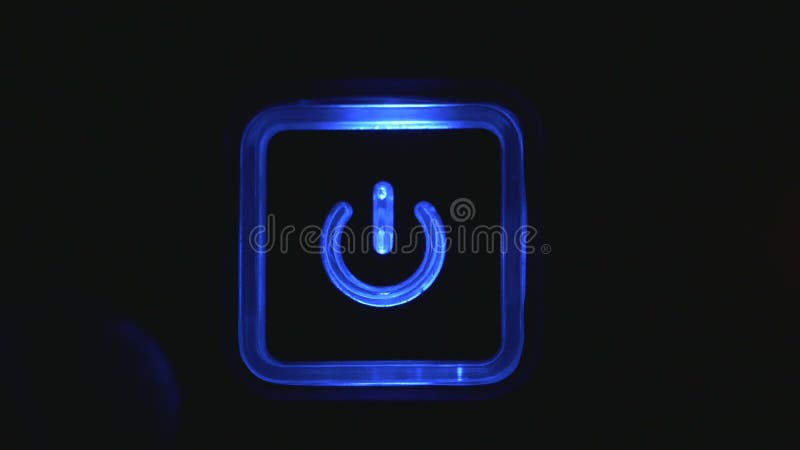 Power Button Flat Icon on Finger Over Blur Light and Shadow of Shopping ...