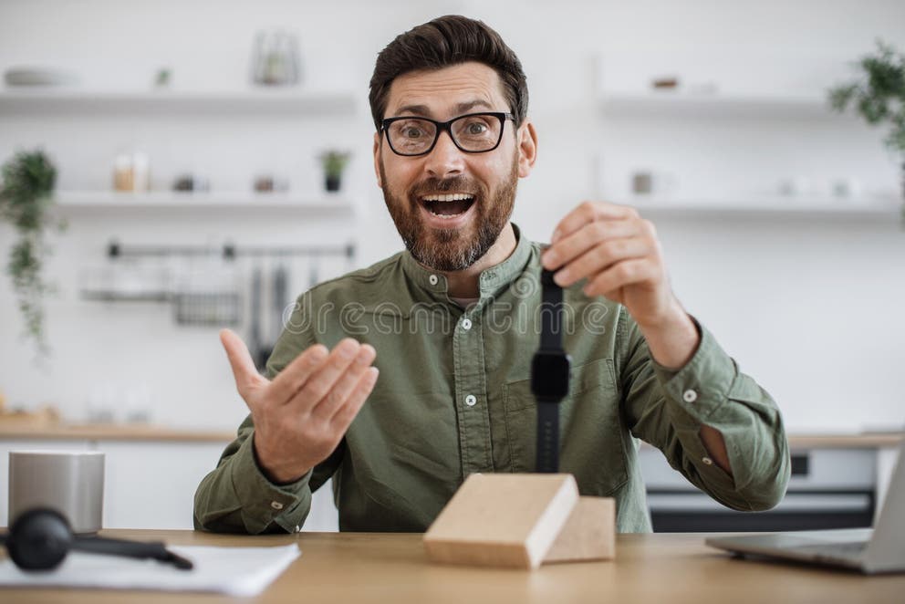 Male Influencer Recording Video Blog about New Smart Watch Stock Image ... Male Influencer Recording Video Blog about New Smart Watch Stock Image ...