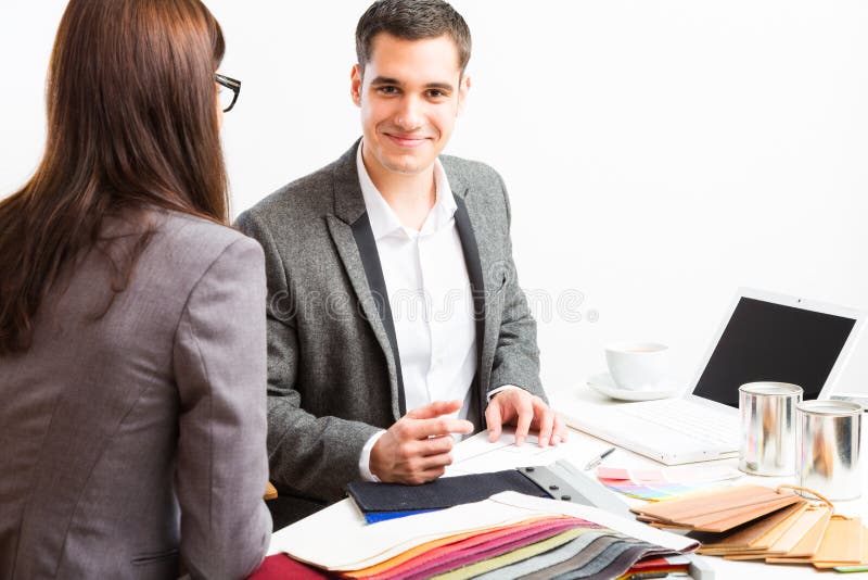 Male Interior Designer with Client Stock Photo - Image of expertise ...