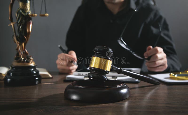 Male Judge Typing in Laptop Keyboard. Justice and Law Stock Photo ...