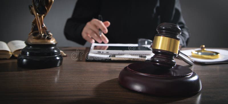 Male Judge Typing in Laptop Keyboard. Justice and Law Stock Photo ...