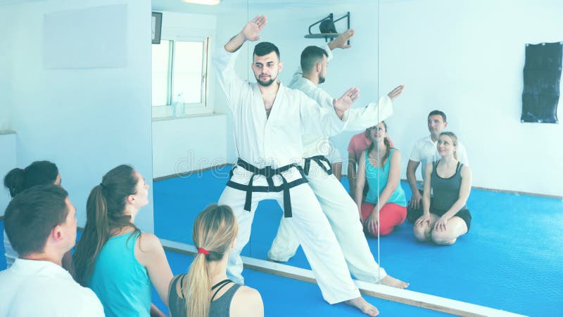 Male Karate Instructor Shows the Techniques Stock Image - Image of ...