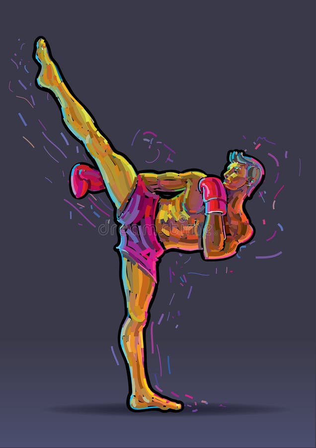 Male Kickboxer Outline stock vector. Illustration of kickboxer - 33117292