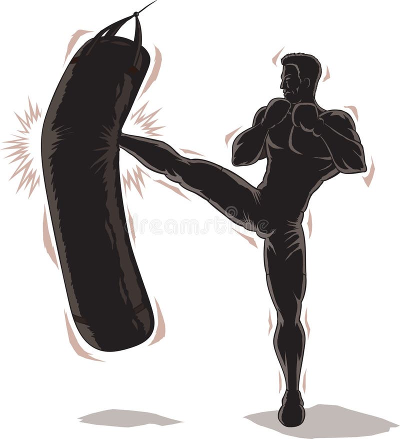 Male Kickboxer Outline stock vector. Illustration of kickboxer - 33117292