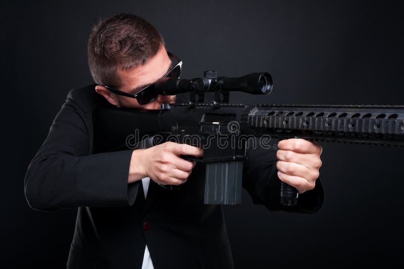 Male Killer with Sniper Rifle Stock Image - Image of brutal, hand: 94676021