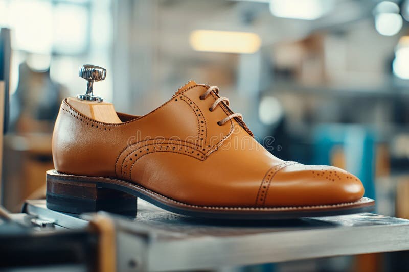 Male Leather Shoe in Shoemaker Workshop Stock Illustration ...