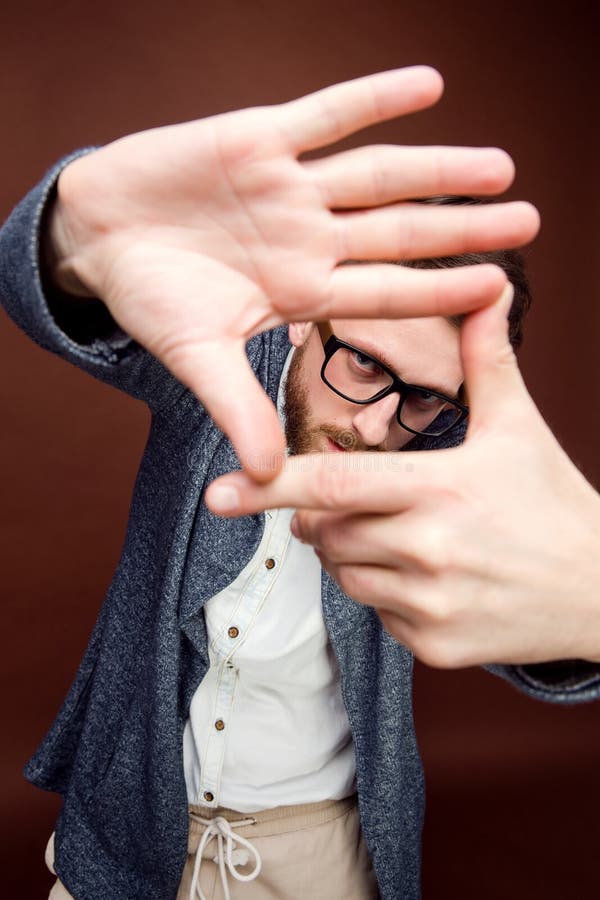 Male Making Camera from Hands Stock Image - Image of gesture ...