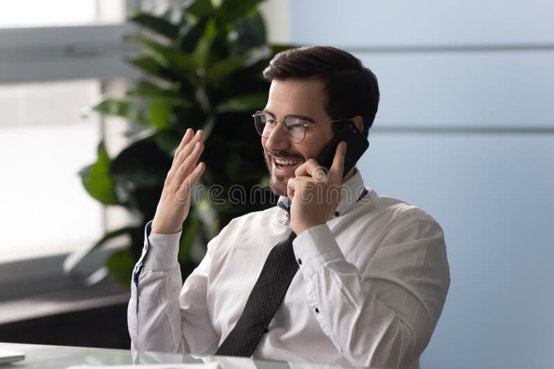 Telemarketer Holding Cellphone Helping To Client Provides Information ...