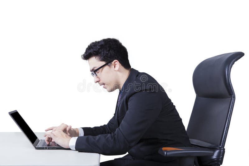 Male Manager Typing on a Laptop Stock Image - Image of background ...