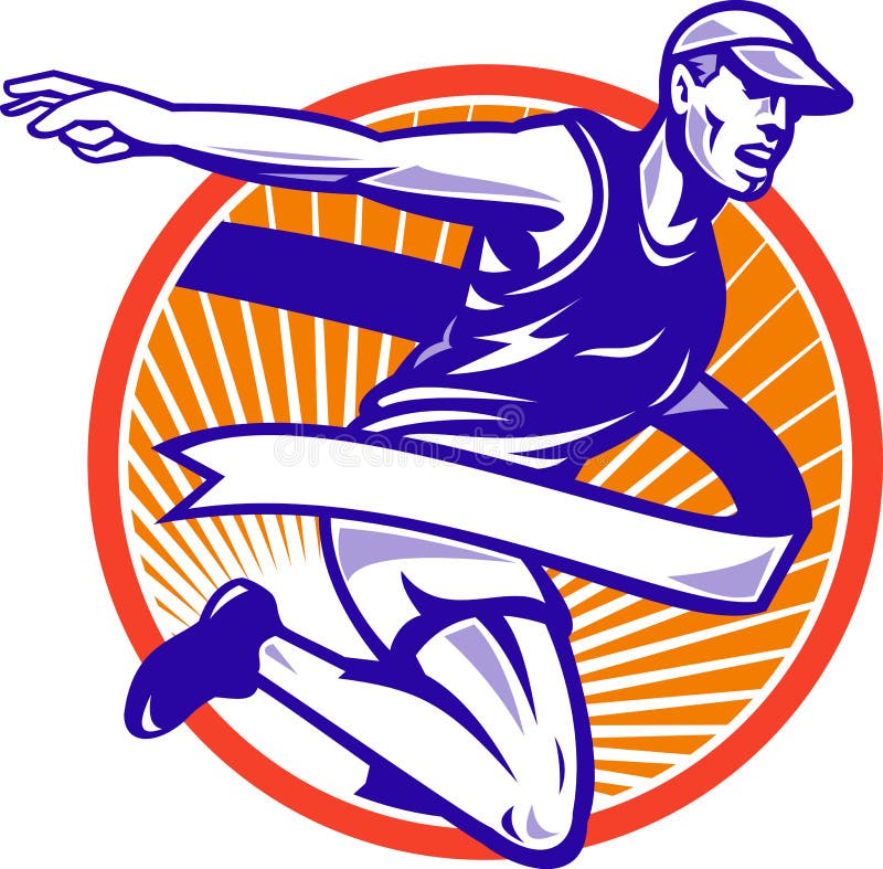 Male Marathon Runner Running Retro Stock Vector - Illustration of sport ...