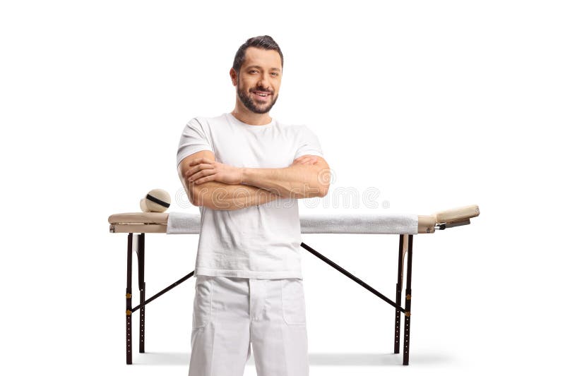 Massage Therapist in Front of a Massage Table Stock Image - Image of ...