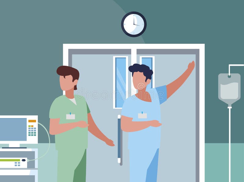 Male Medicine Workers in Operating Theater Stock Illustration ...