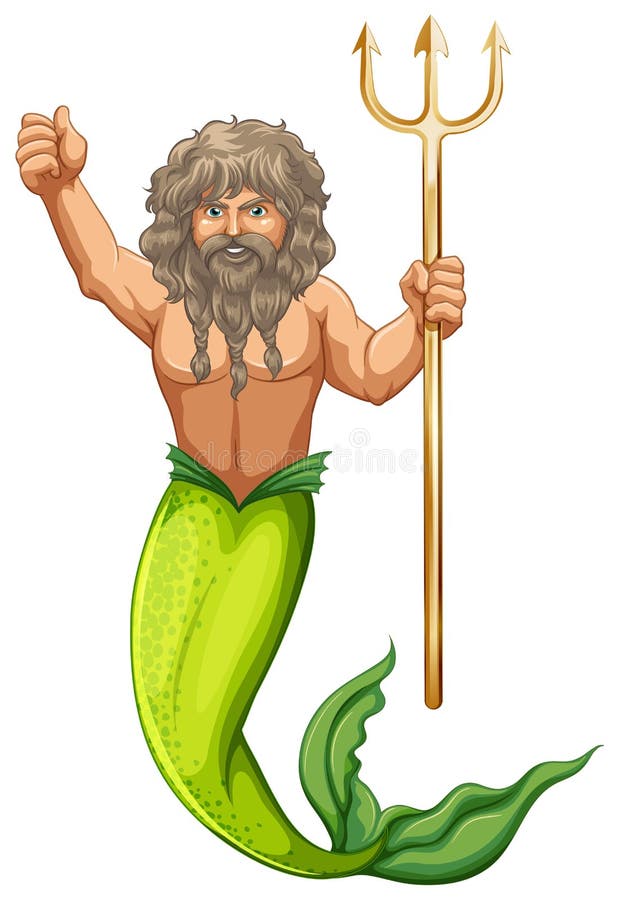 Male Mermaid. Vector Illustration. Coloring Page. Stock Vector ...