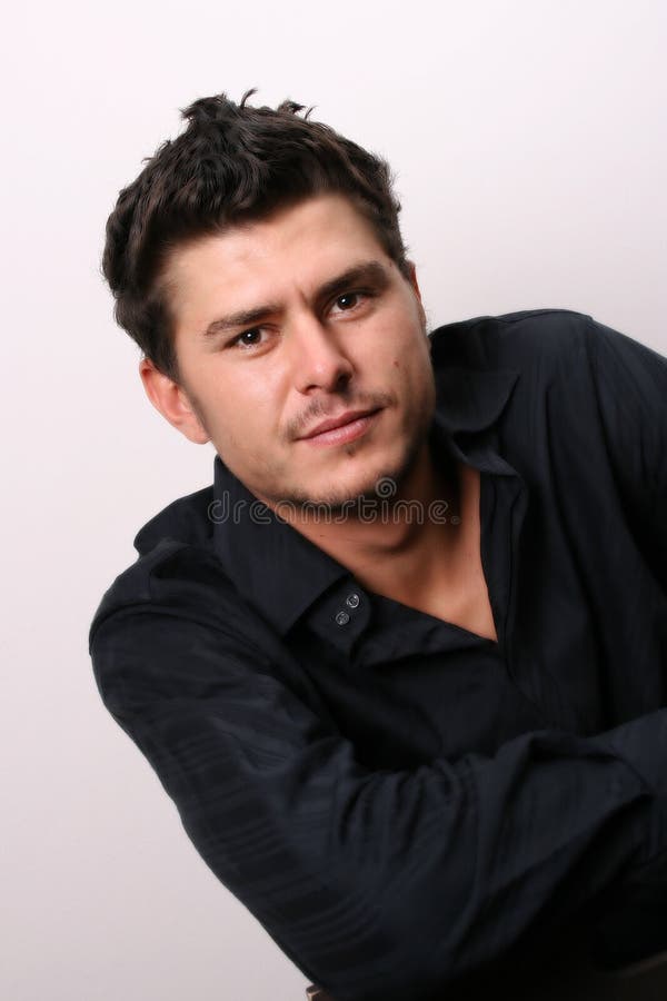 Male Model stock image. Image of shirt, eyes, space, dark - 4809459