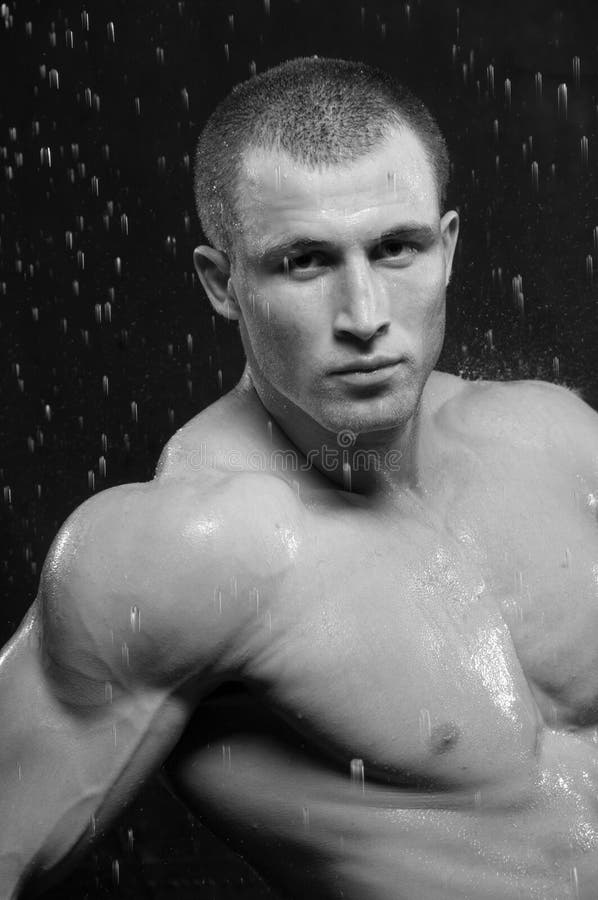 Male model in aqua studio stock photo. Image of bodybuilder - 16412238