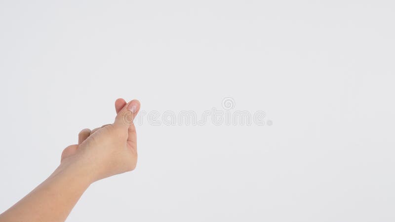 Male Model is Doing Mini Heart Hand Sign on White Background Stock ...