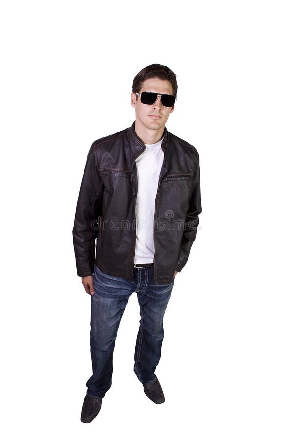Male Model with Jacket and Sunglasses Stock Photo - Image of ...